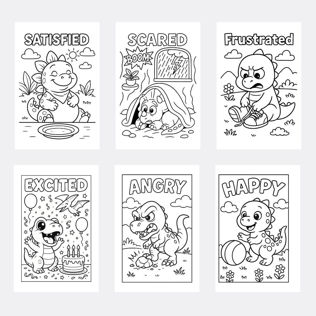 Big Feelings Dino Coloring Kids Book| 40 Printable Emotion Pages ...