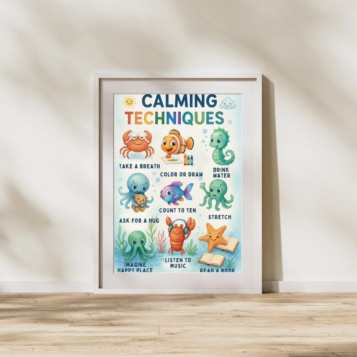 Calming Techniques Printable Sea Ocean Theme Poster| Classroom Self ...