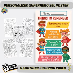 Superhero Social Emotional Learning Personalized Kids Poster| Emotion ...