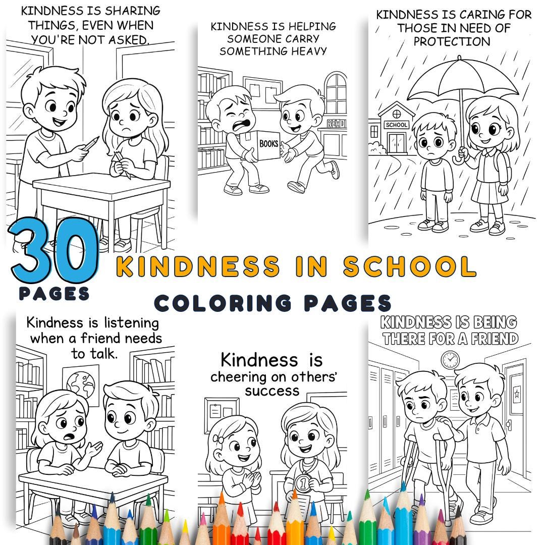 30 Kindness Coloring Pages for Kids| School Kindness Activities ...