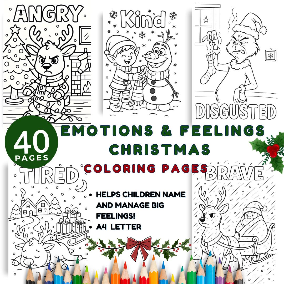 40 Christmas Feelings & Emotions Kids Coloring Pages| SEL| Holiday Elf ...