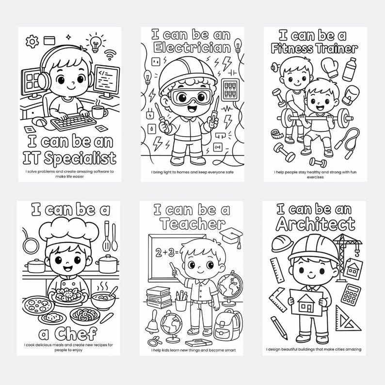 40 Jobs & Career Professions Kids Coloring Pages| Community Helpers ...