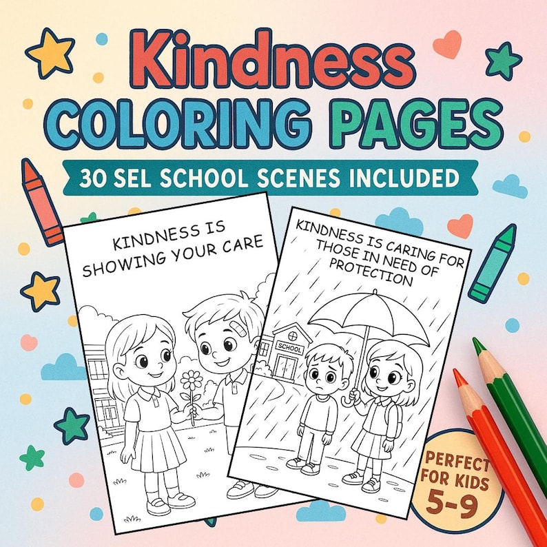 30 Kindness Coloring Pages for Kids| School Kindness Activities ...