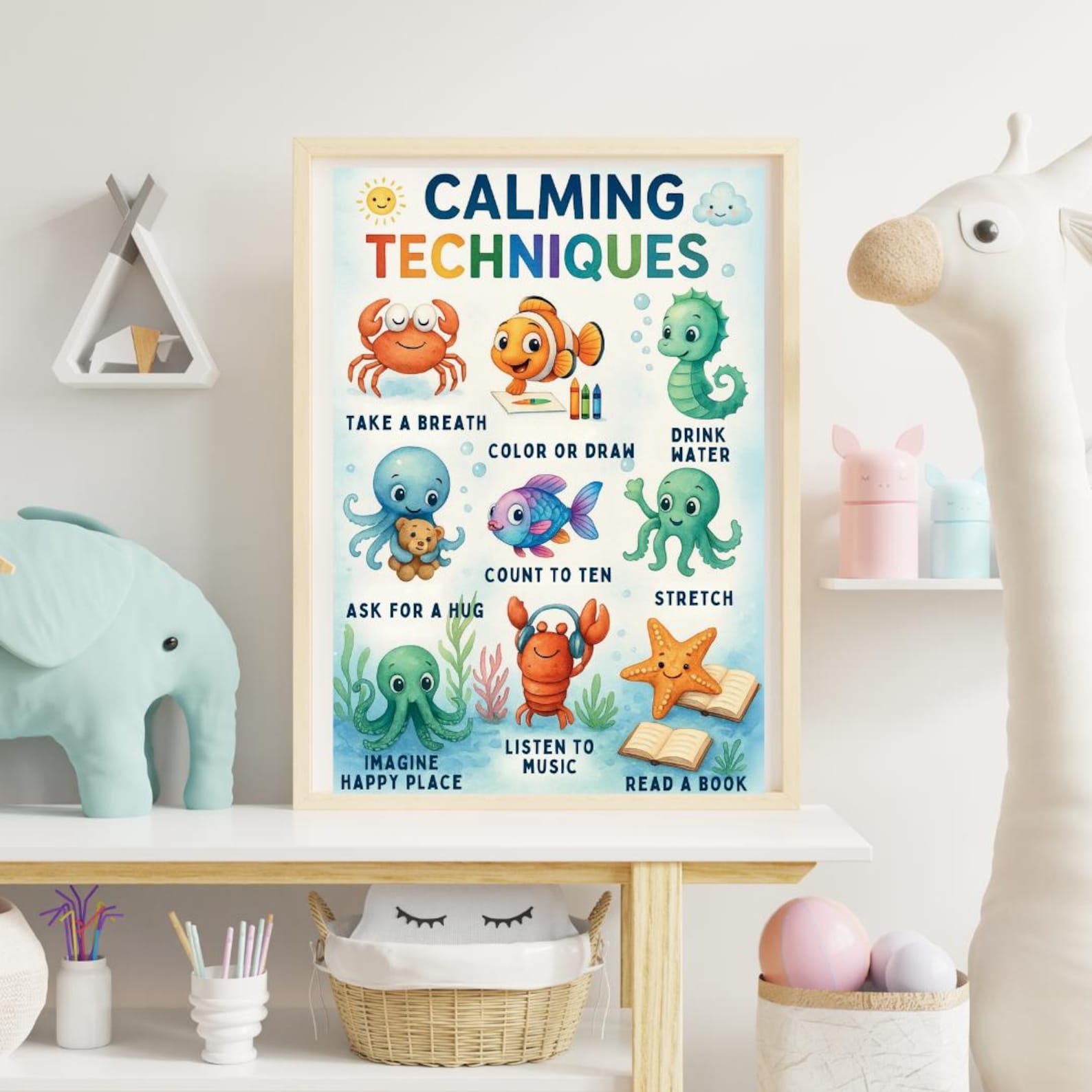 Calming Techniques Printable Sea Ocean Theme Poster| Classroom Self ...