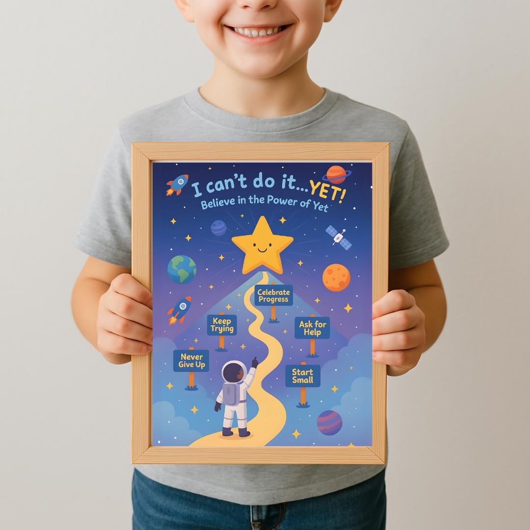Growth Mindset Classroom Kids Poster | Motivational Wall Art |power of ...