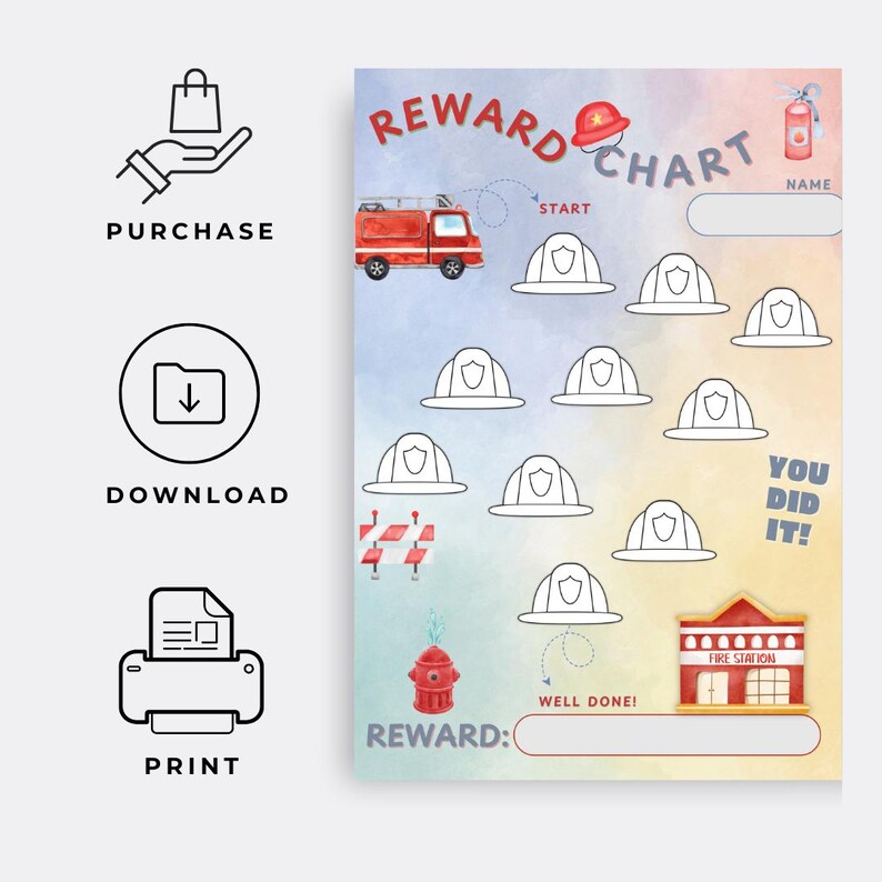 Printable Firefighter Hero Reward Chart |kids Behavior| Instant ...
