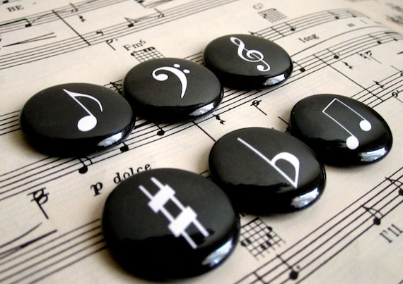 Items similar to Set of 6 Music Pins or Magnets on Etsy