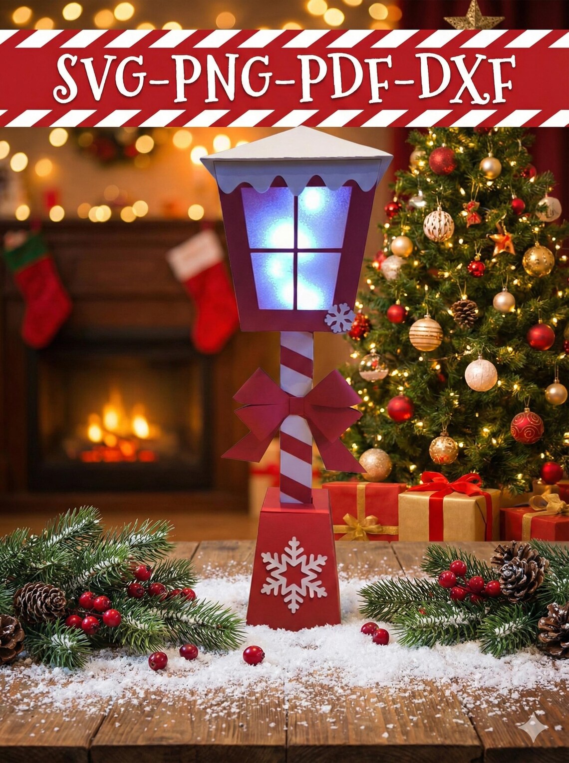 Christmas Paper Lantern Lamppost – Digital Download – DIY Papercraft ...