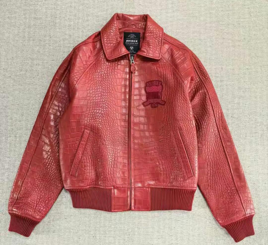 Men’s Women's Avirex Red, Black, Brown, Crocodile Embossed Leather ...