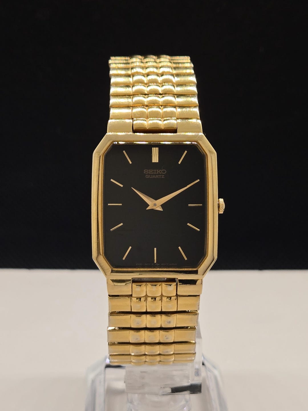 Vintage Seiko 80s' Tank Watch Gold Plated Jet-black Dial - Etsy