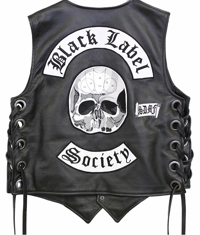 Zakk Wylde Black Label Society Biker Genuine Leather Vest Jacket BLS ...