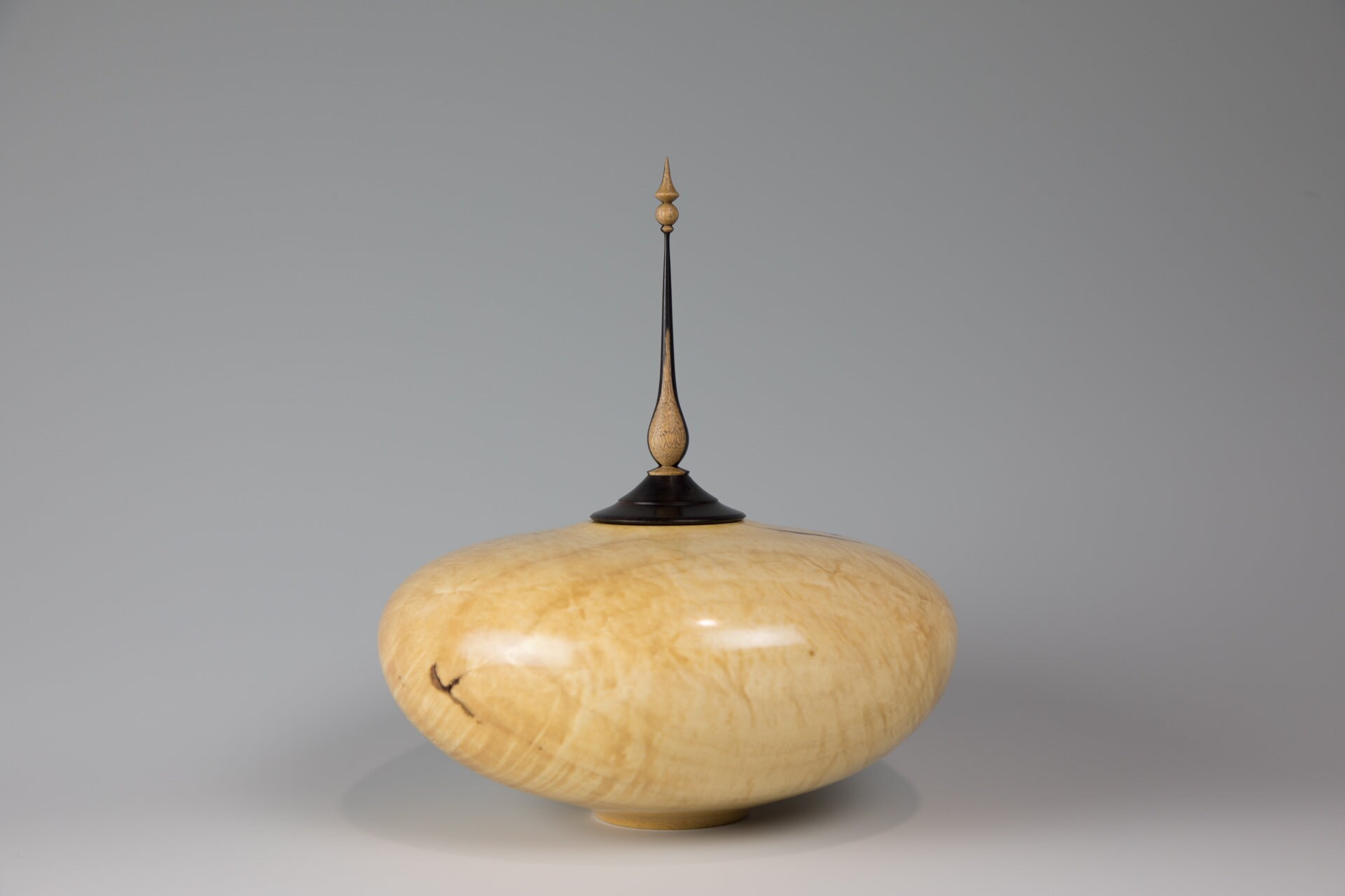 Hand Turned Figured Box Elder Vessel With African Blackwood Threaded ...