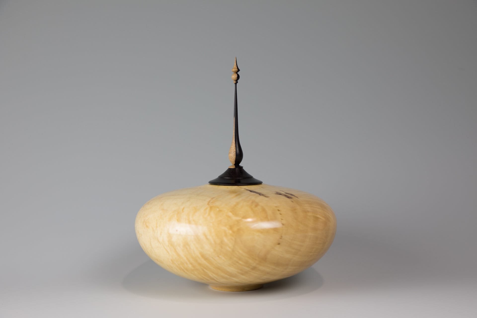 Hand Turned Figured Box Elder Vessel With African Blackwood Threaded ...