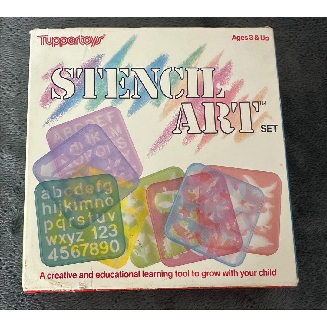 1987 Tupperware Tuppertoys Vintage STENCIL ART Complete Stencil Fun 8 ...