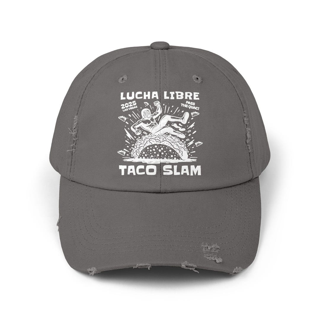 Taco Slam Distressed Baseball Cap, Funny Lucha Libre Ball Cap, Mexican ...