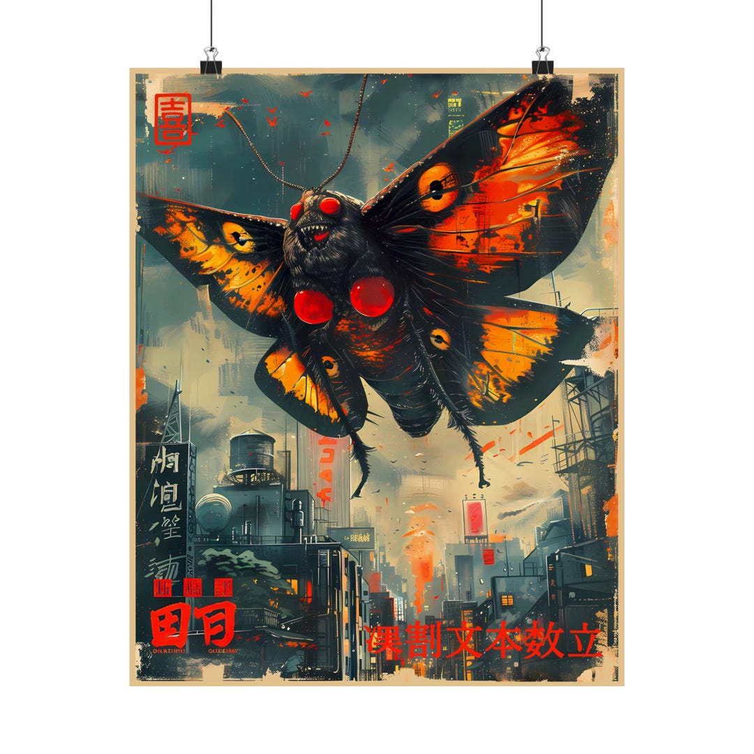 Mothra Matte Poster, Japanese Monster Movie Art, Vertical Wall Art ...