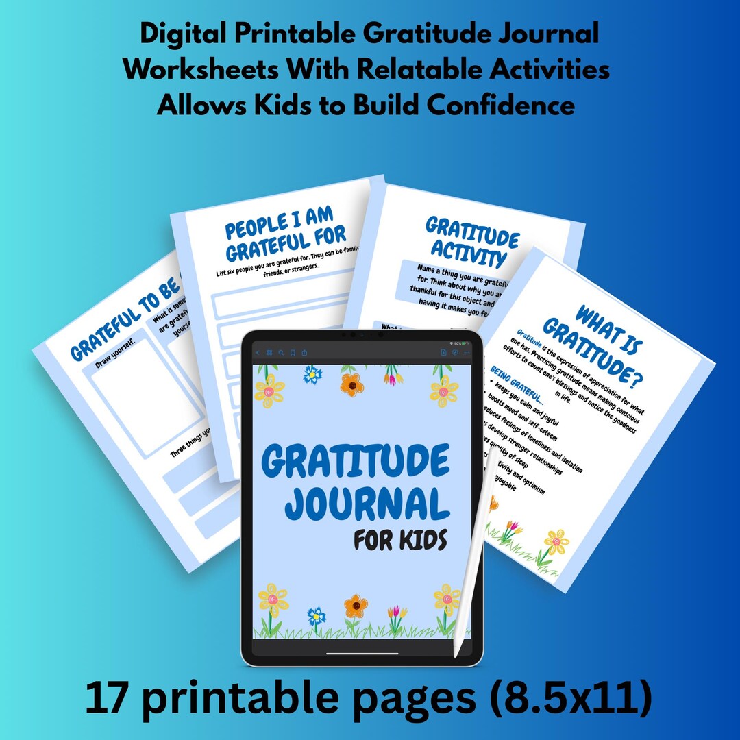 Kids Gratitude Journal | 17 Page Printable Gratitude Workbook for ...