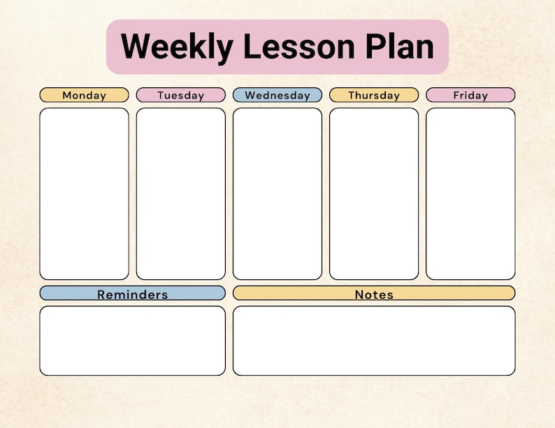 Lesson Plan Template, Weekly Lesson Plan Printable, Lesson Planner ...