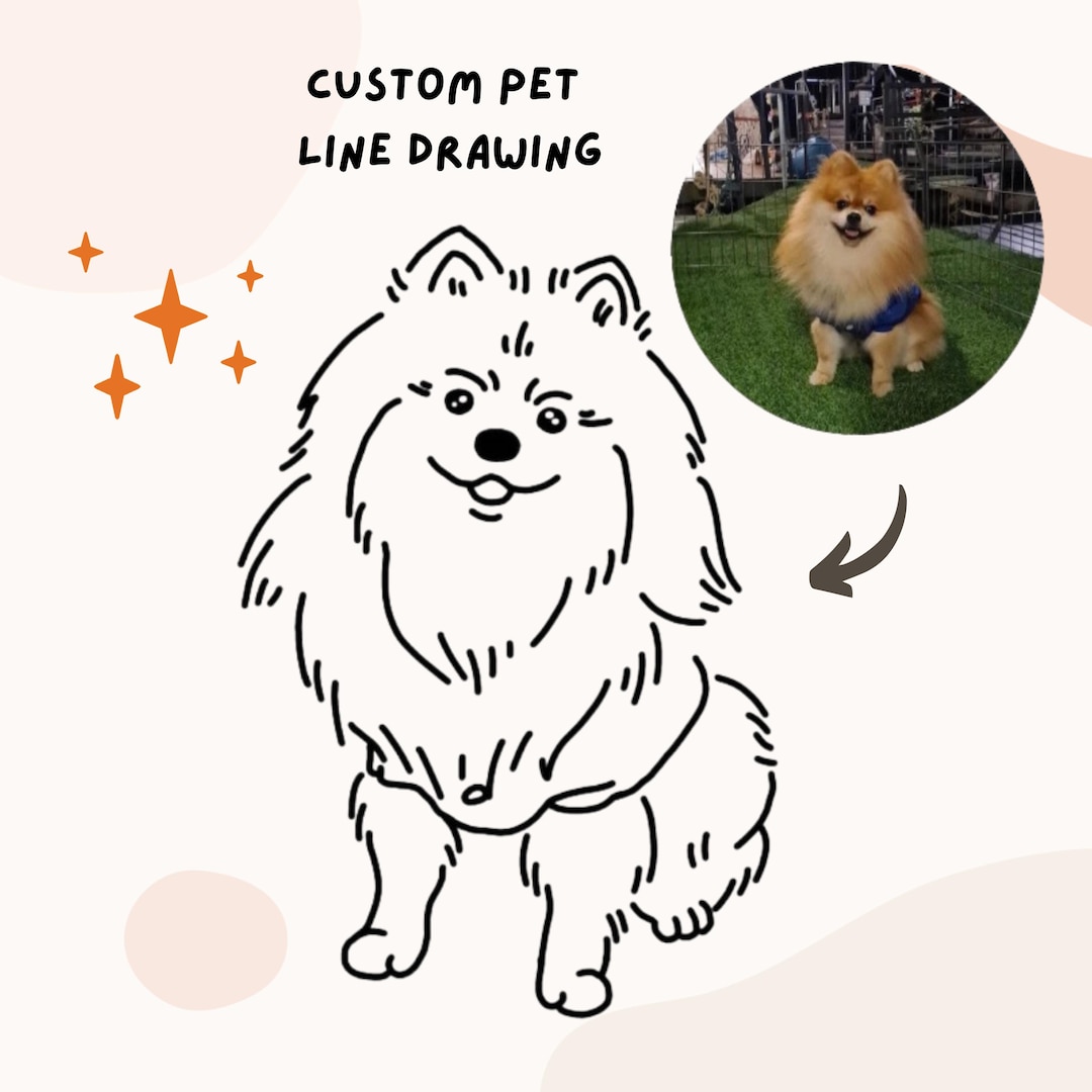 Custom Pet Line Drawing, Dog Line Drawing Tattoo, Custom Pet Outline ...