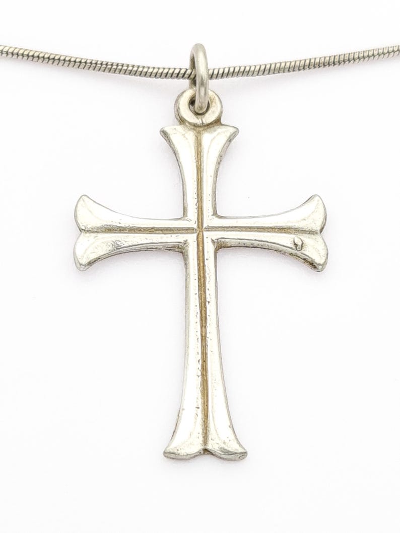 Vintage Sterling Silver Cross Necklace: 925 Snake Chain, Christian ...