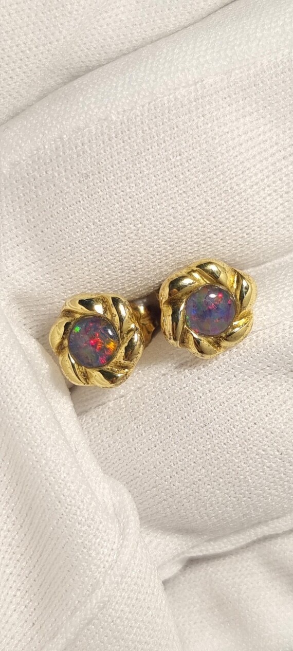925 vintage sterling silver earrings gold plated natu… - Gem
