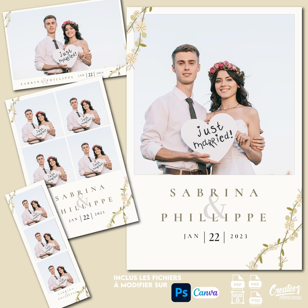 Pack 4 Wedding Photo Booth Templates, Classic Photobooth, 2×4x6, 1×2x6 ...