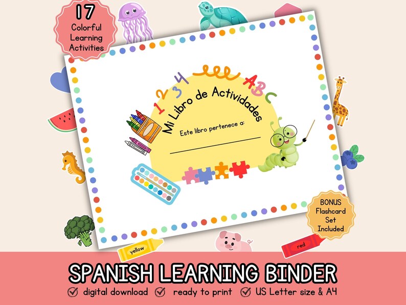 Spanish Busy Book Printable, Educative Preschool Activity, Quiet Busy ...