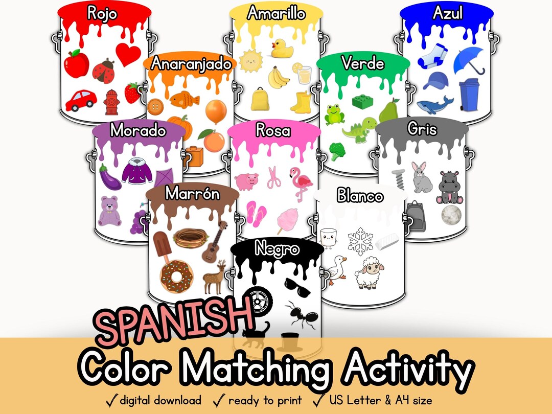 Spanish Color Match Activity, Educative Toddler Activity, Preschool ...