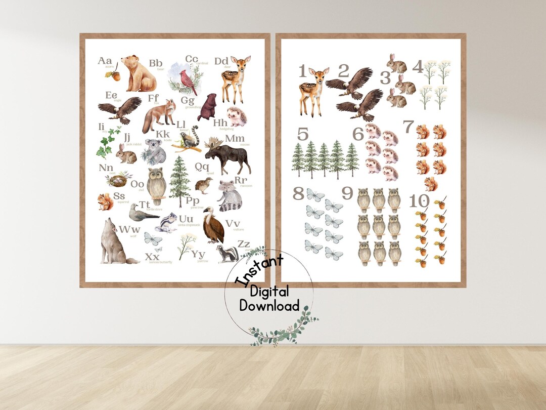 Woodland Alphabet Poster, Woodland Animals Decoration Poster ...