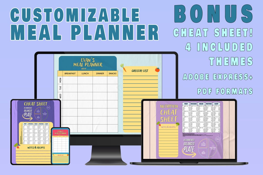 Customizable Meal Planner PDF & Template | Editable in Adobe Express ...