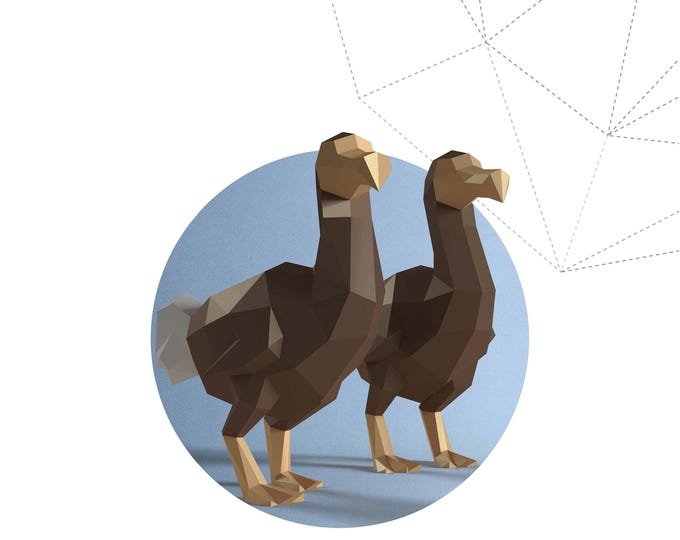 Papercraft 3D TWO DODO BIRDS Pepakura Pdf Template Low Polygonal Paper ...