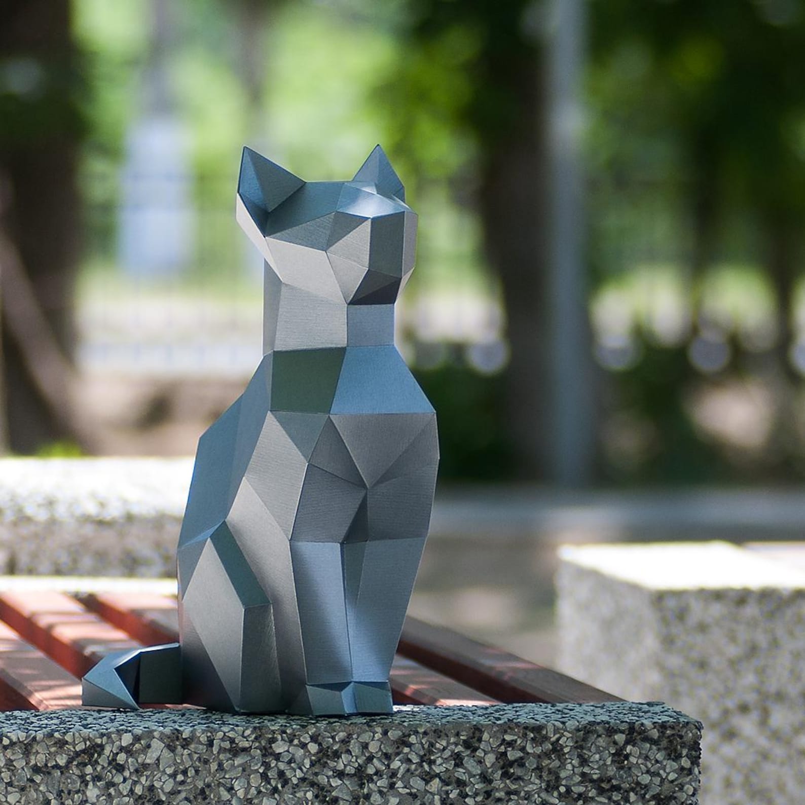 Papercraft 3D SITTING CAT Figure Pepakura Pdf Template Low Polygonal ...