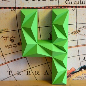 Papercraft 3D FOUR 4 NUMBER Birthday Party Decor Pepakura Low Poly ...