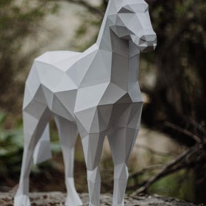 Papercraft 3D STANDING HORSE Low Poly Paper Sculpture DIY Decor Nursery ...