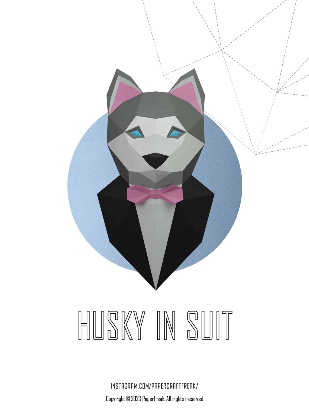 Papercraft 3D HUSKY DOG in SUIT Pepakura Low Poly Paper Sculpture Decor ...