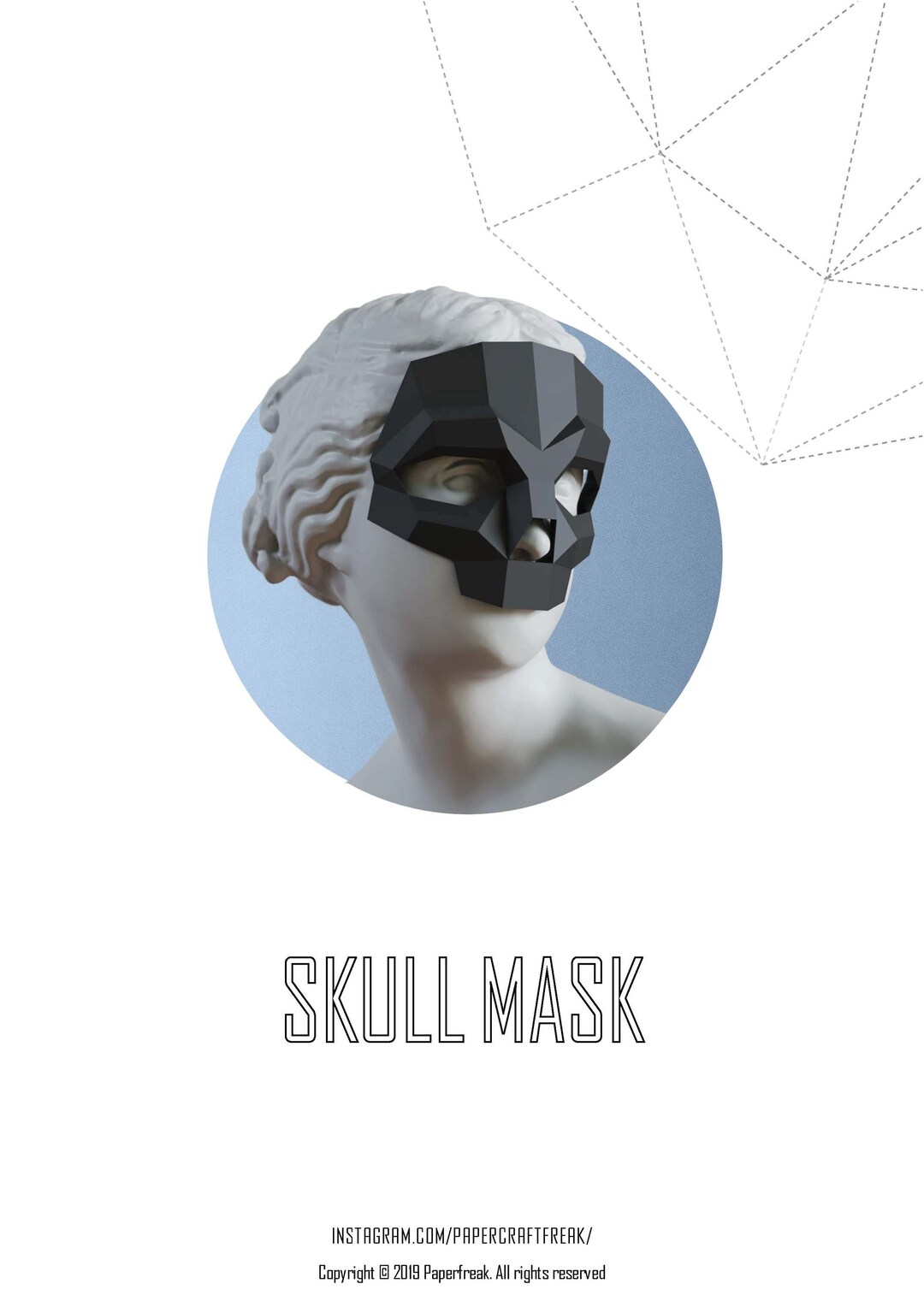 Papercraft 3D SKULL HALF MASK 4 Halloween Scary Demon Pepakura Kinky ...