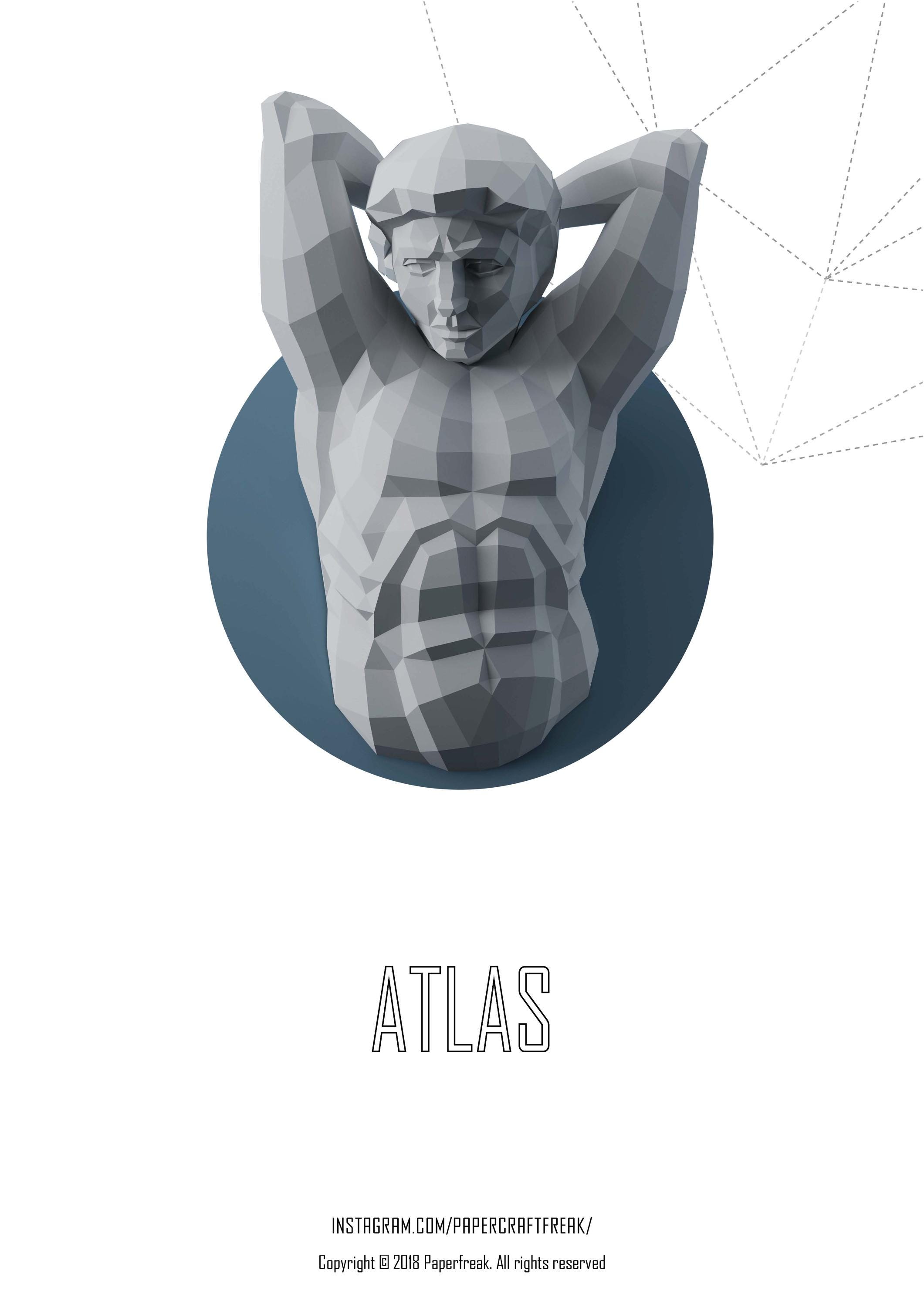 Papercraft 3D ATLAS Sculpture Pepakura ATLANT From the Myths of Ancient ...