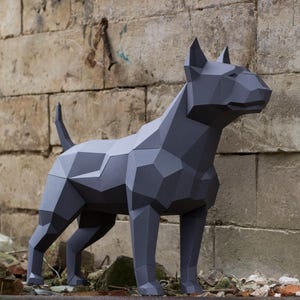 Papercraft 3d BULLTERRIER DOG Figure Low Poly Paper Sculpture Diy Gift ...