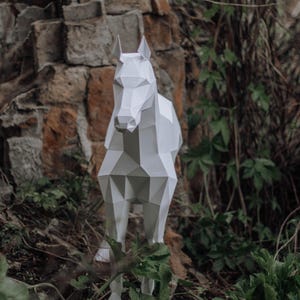 Papercraft 3D STANDING HORSE Low Poly Paper Sculpture DIY Decor Nursery ...