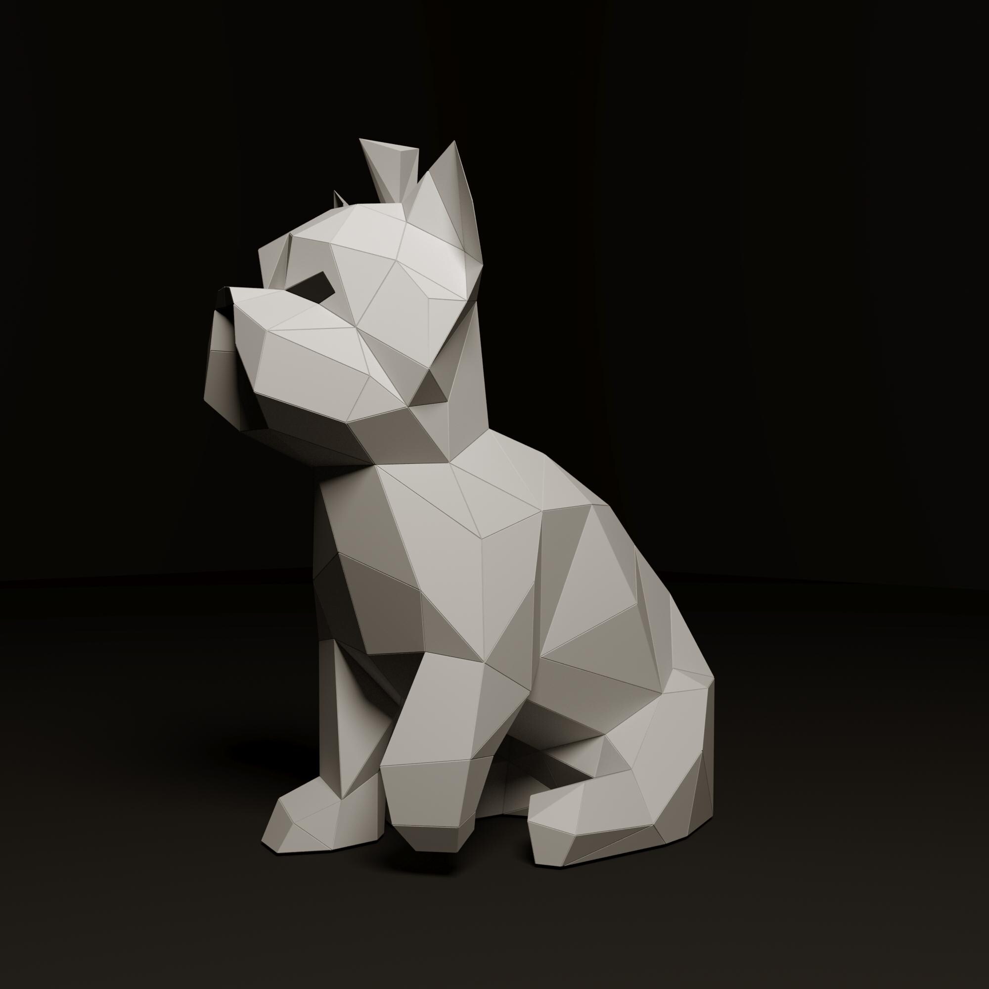 Papercraft 3d YORKSHIRE TERRIER Dog Puppy Low Poly Paper Sculpture Diy ...