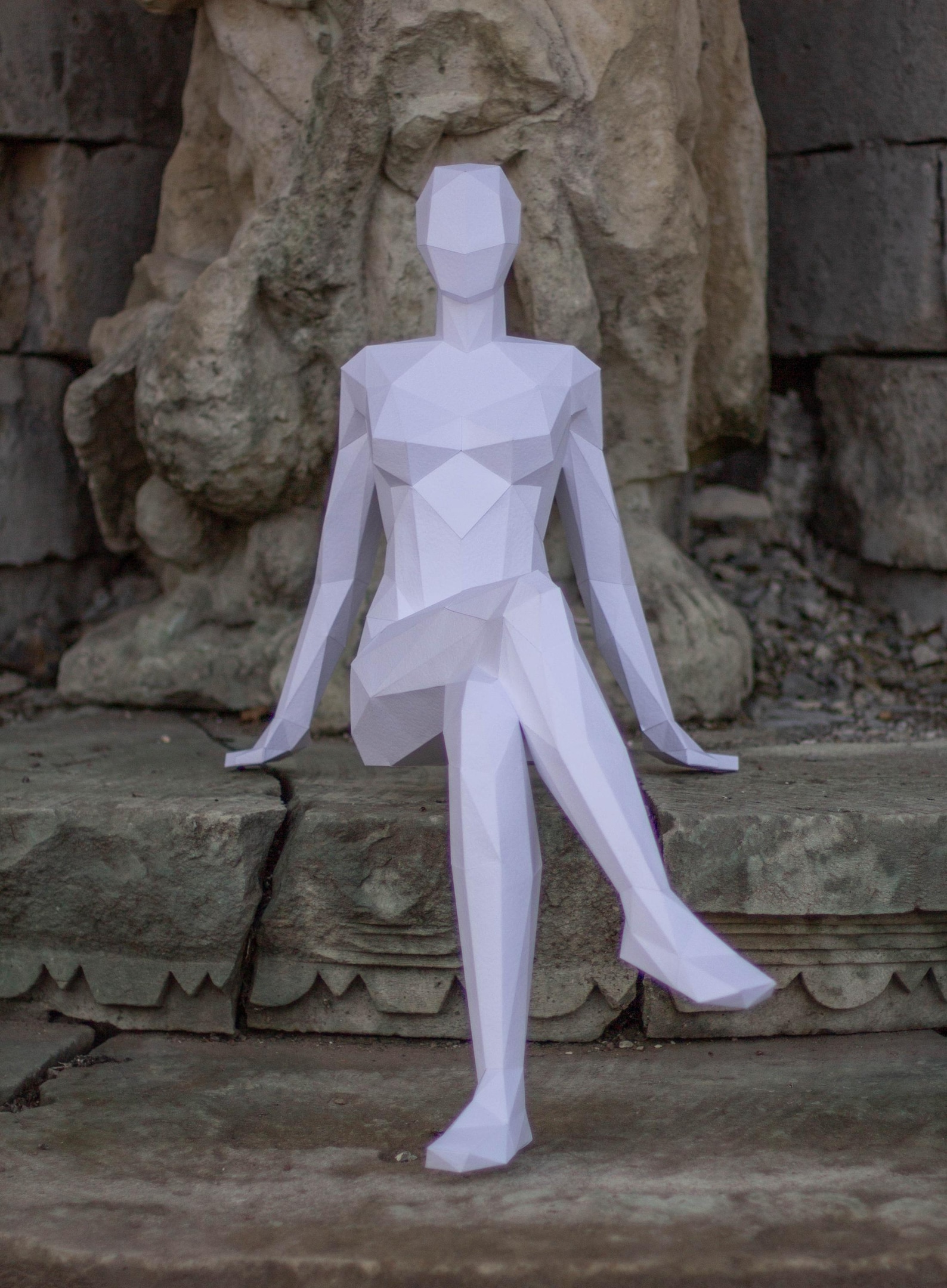 Papercraft 3D SITTING WOMAN Body Template Sculpture Pepakura Paper Girl ...