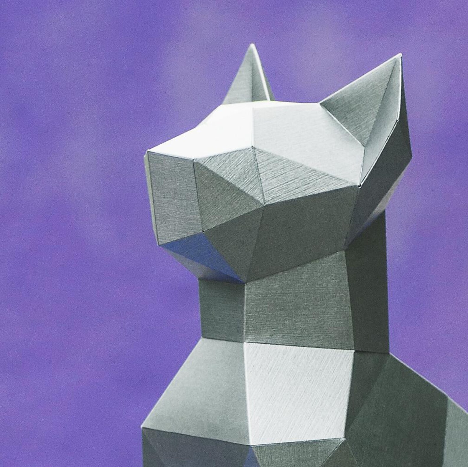 Papercraft 3D SITTING CAT Figure Pepakura Pdf Template Low Polygonal ...