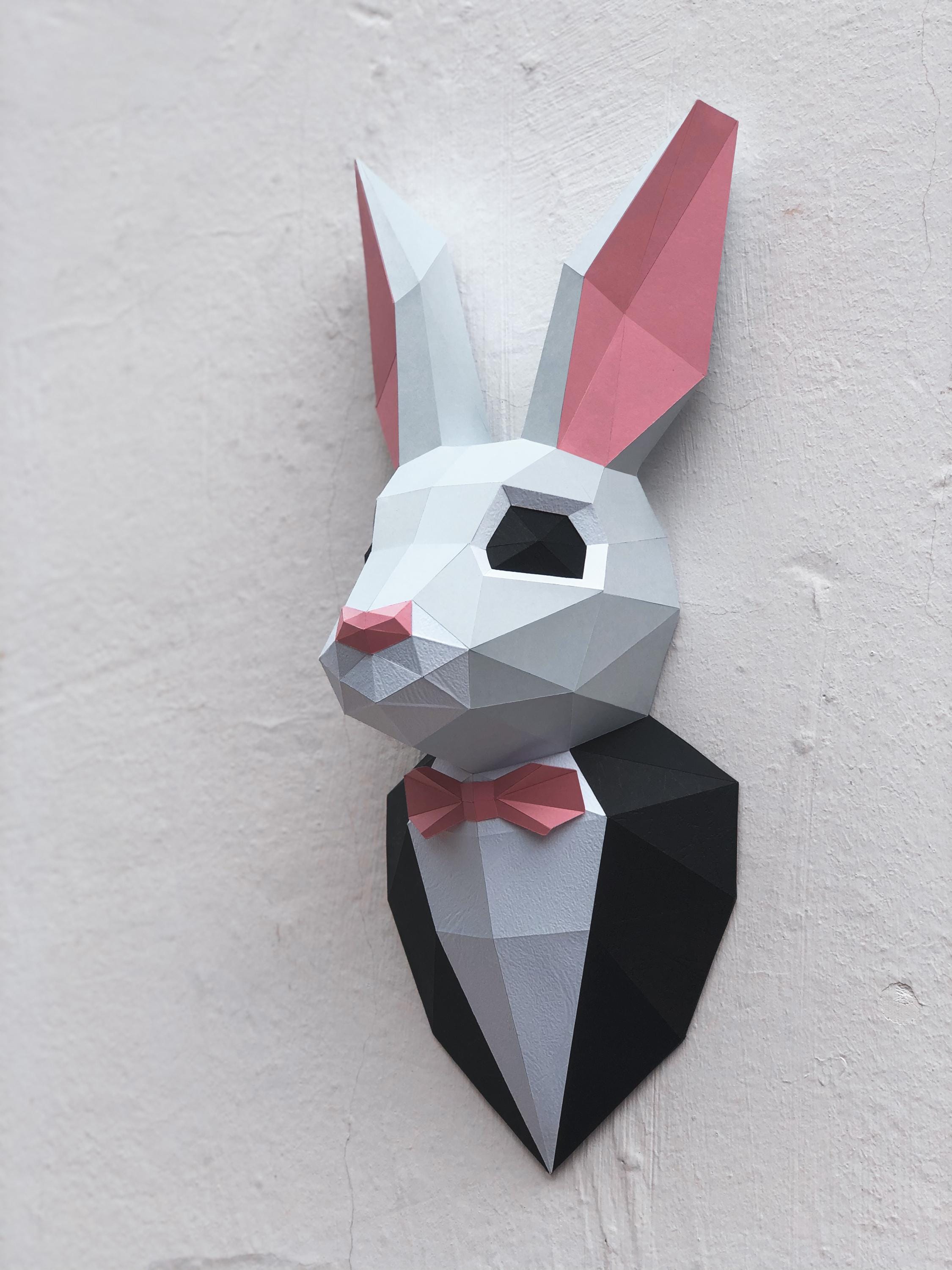 Papercraft 3D RABBIT BUNNY in SUIT Pepakura Low Poly Paper Sculpture ...