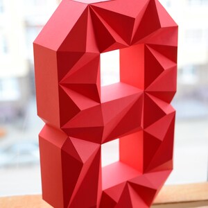 Papercraft 3D EIGHT 8 NUMBER Birthday Party Decor Pepakura Low Poly ...
