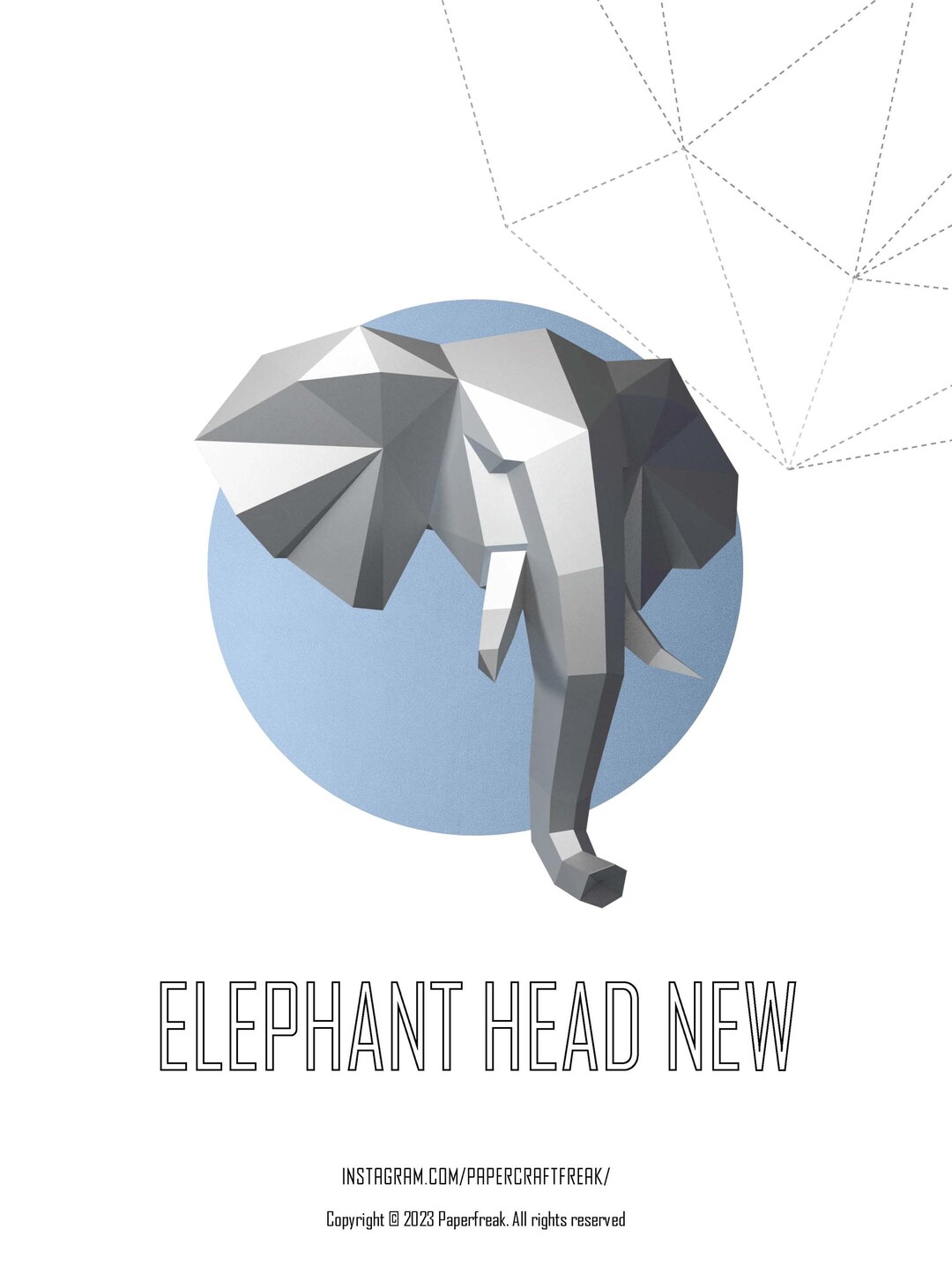 Papercraft 3D ELEPHANT HEAD New Pepakura Low Poly Paper Sculpture DIY ...