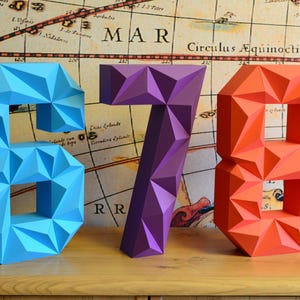 Papercraft 3D EIGHT 8 NUMBER Birthday Party Decor Pepakura Low Poly ...