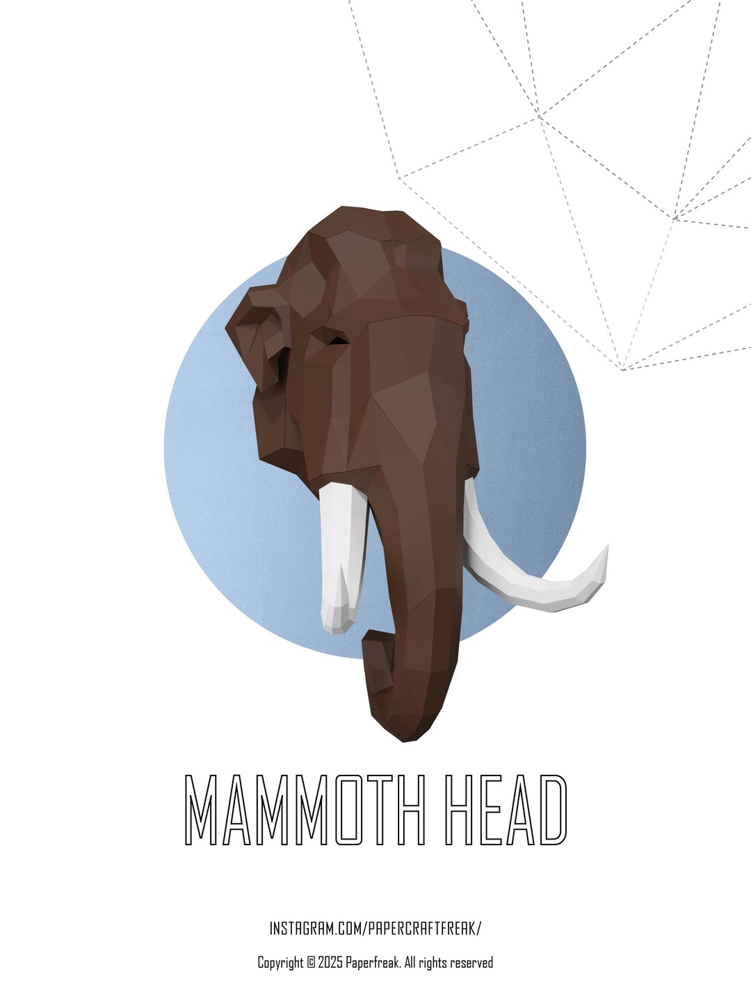 Papercraft 3D MAMMOTH HEAD Woolly Elephant Pepakura Low Poly Paper ...