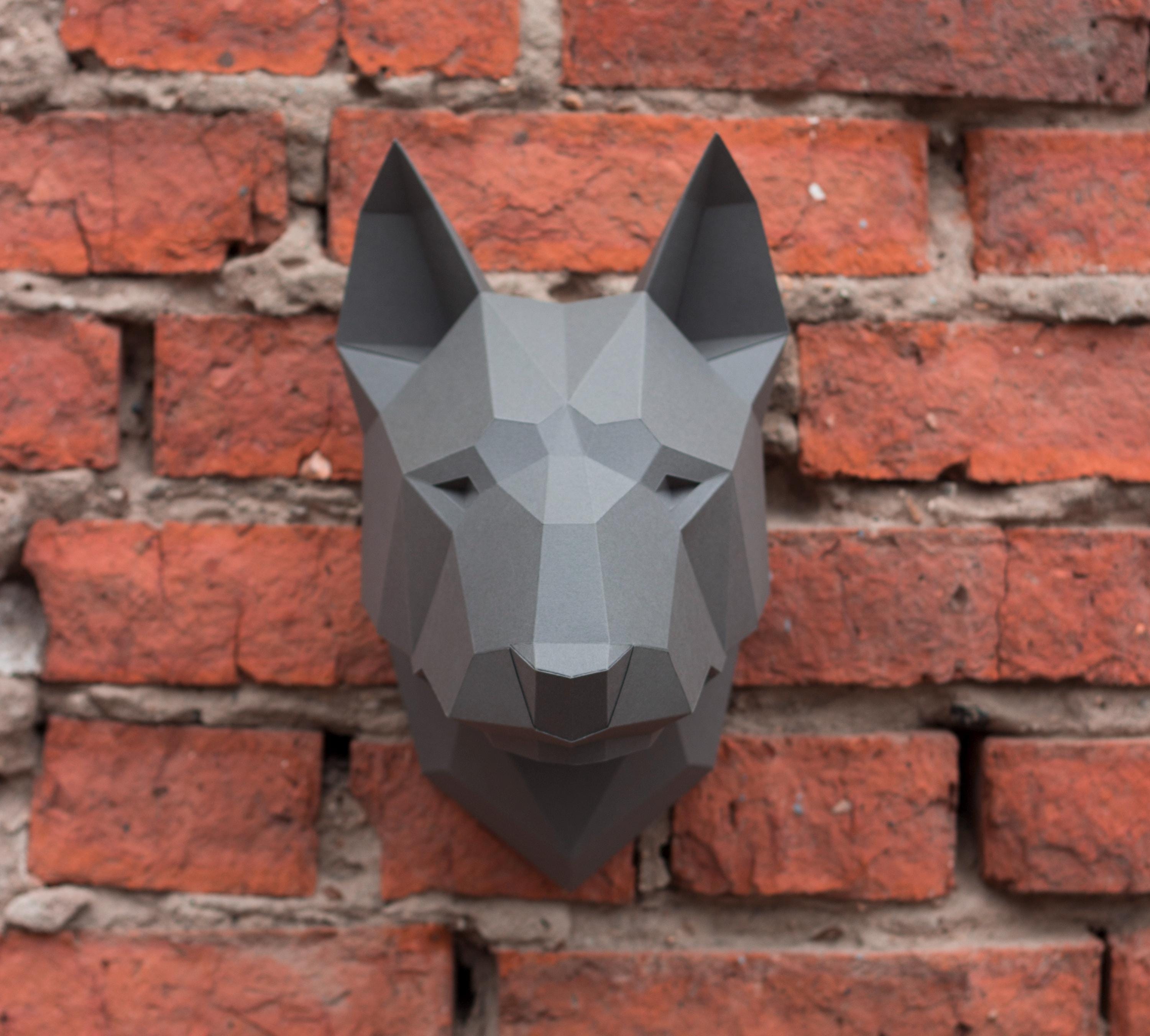 Papercraft 3d BULLTERRIER DOG HEAD Low Poly Paper Sculpture Diy Gift ...