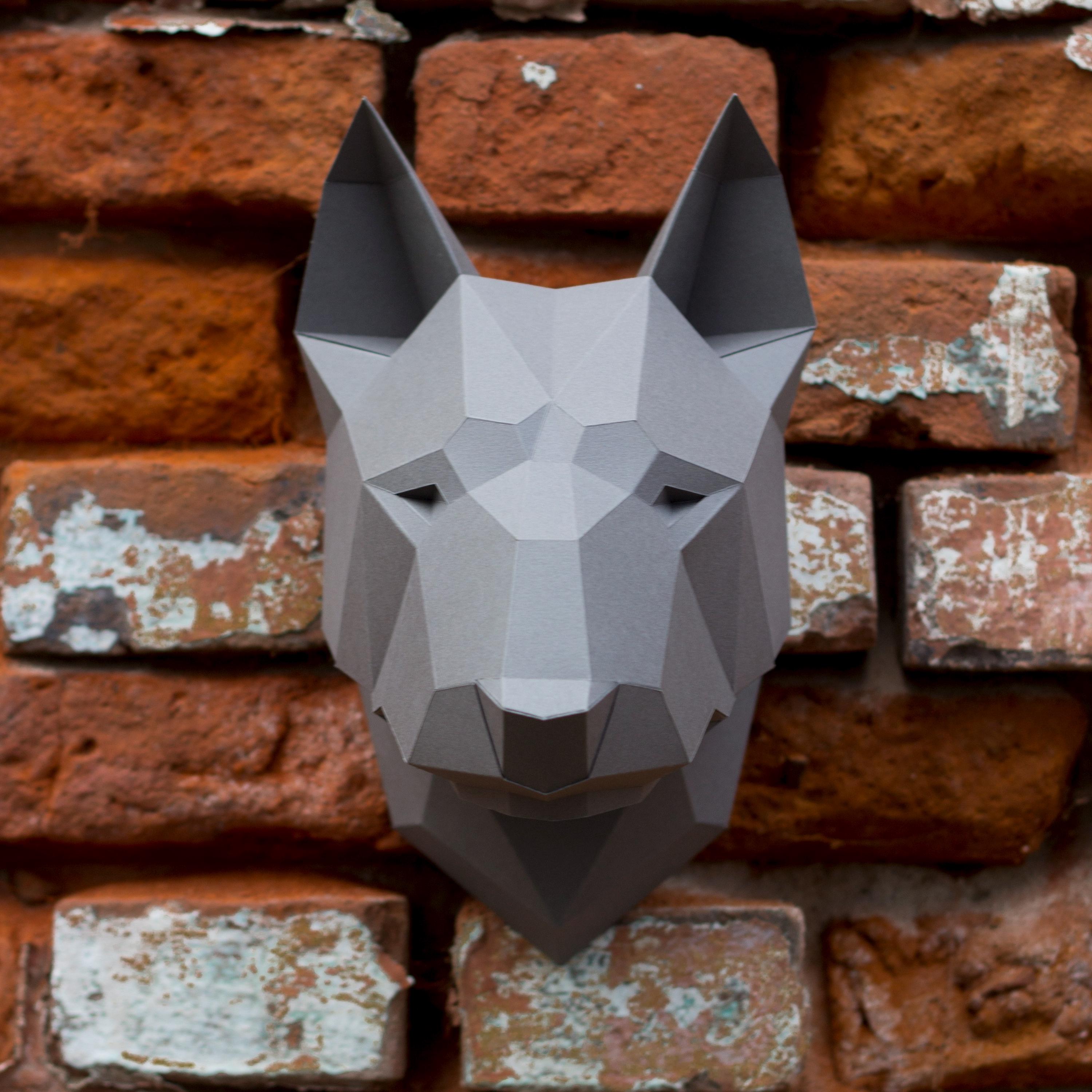 Papercraft 3d BULLTERRIER DOG HEAD Low Poly Paper Sculpture Diy Gift ...