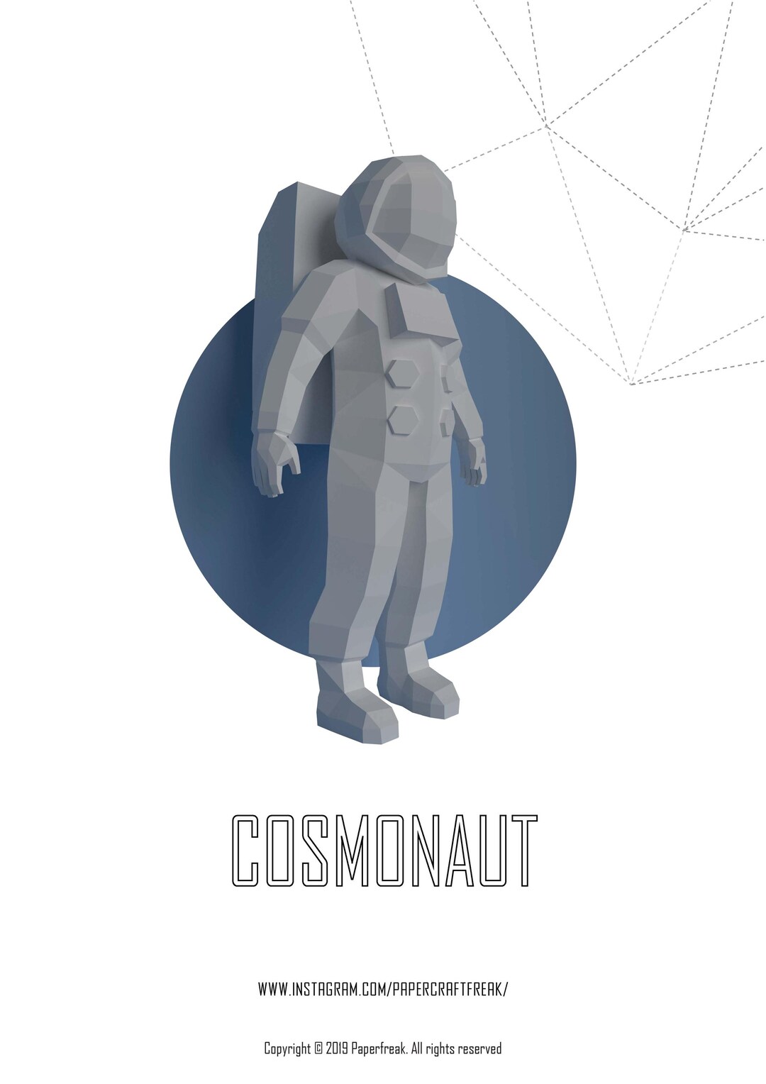 Papercraft 3D ASTRONAUT COSMONAUT Space Suit Art Low Poly Paper Sculpture Diy Gift Polygonal ...